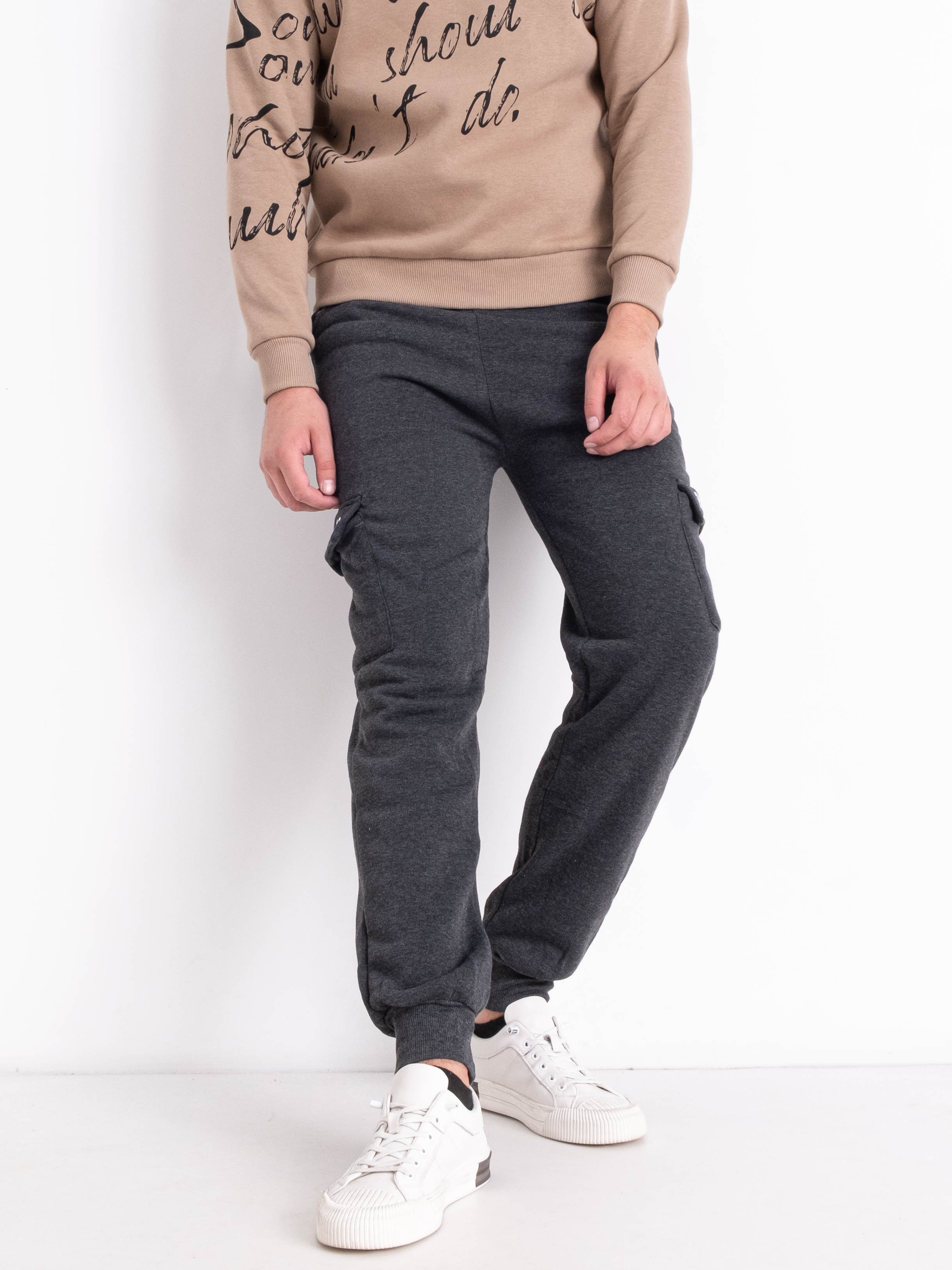 6118-644 серые мужские спортивные штаны (Godsend, флис, не кошлатятся ...